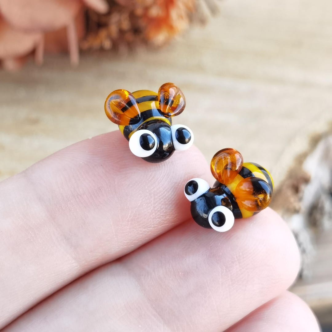 Tiny Glass Animals Tiny Bee Figurine Miniature Bee Gifts Glass Bee ...