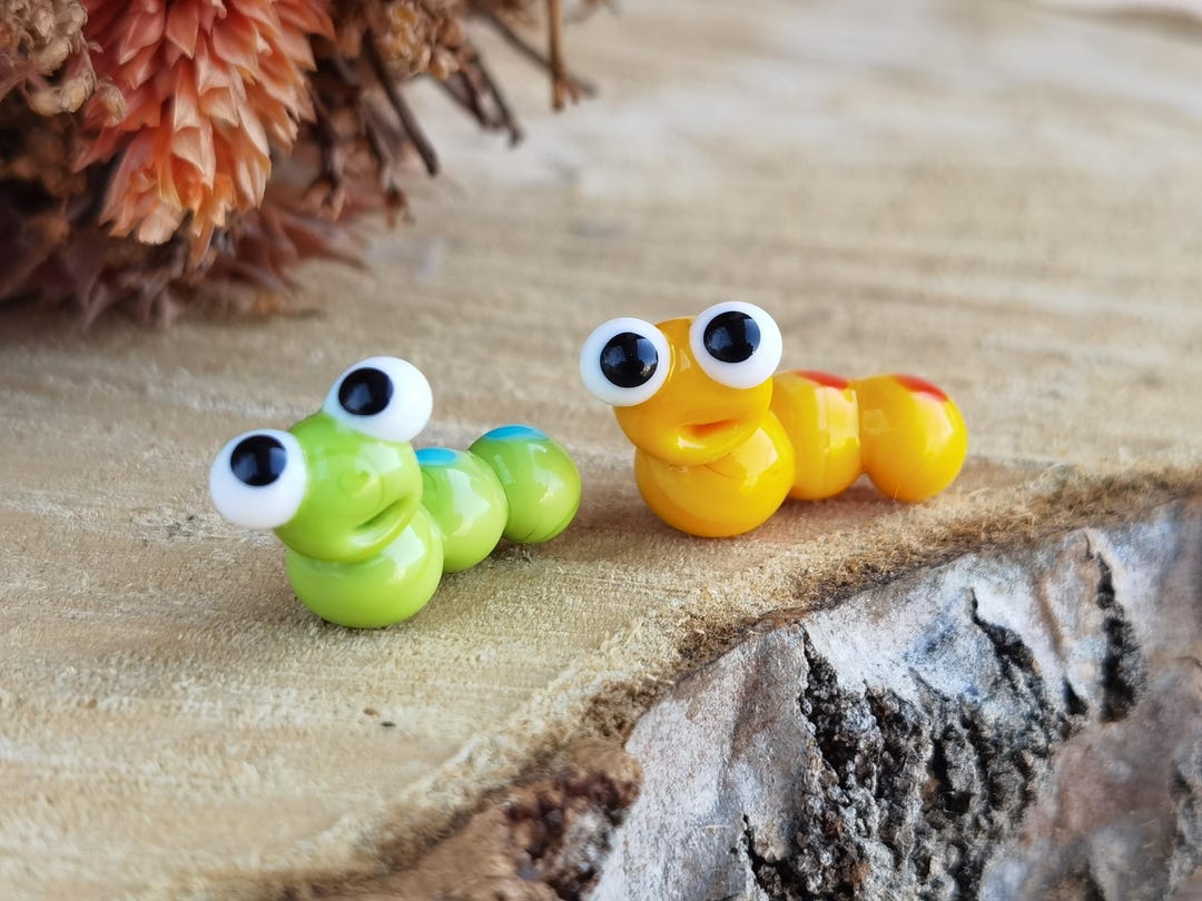 Glass Figurines Miniature Worm Figurine Glass Worm Tiny Glass Animals ...