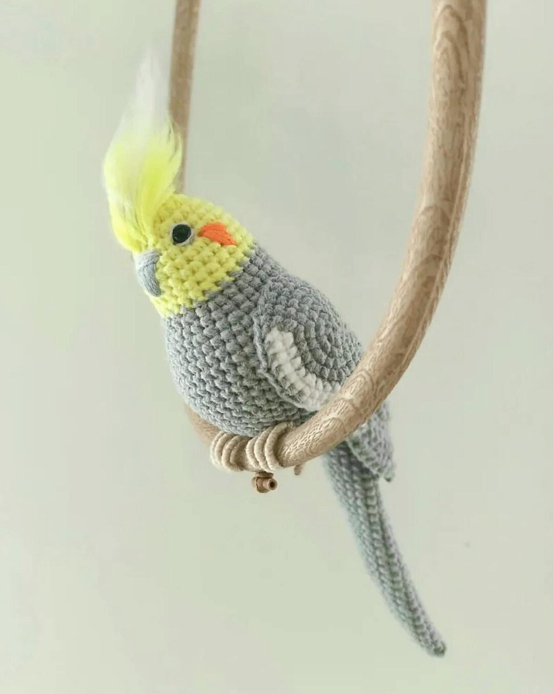 Crochet Gray Cockatiel Parrot Plush Toy Parakeet Stuffed Animal Gift ...