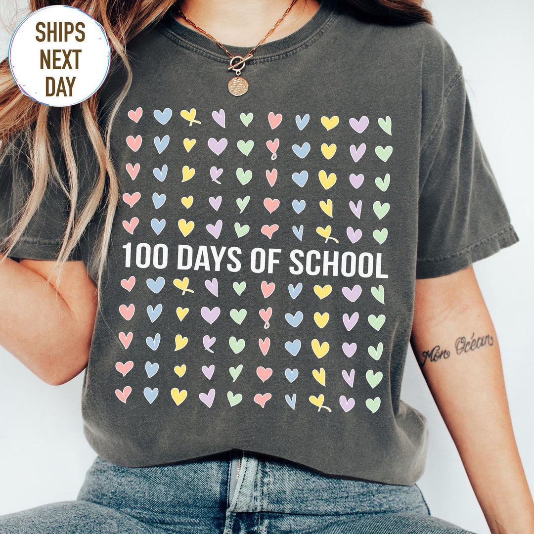 100 Days of School Shirt, 100th Day of School, 100 Days of Hearts Shirt ...