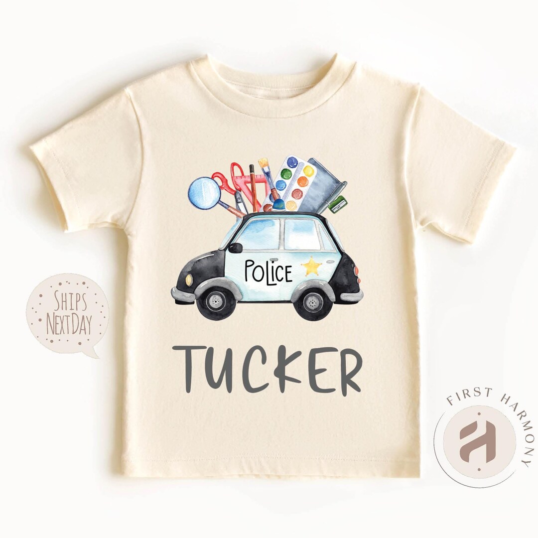 Personalized Police Car T-shirt, Custom Kids Name Cop Car Shirt, Little ...
