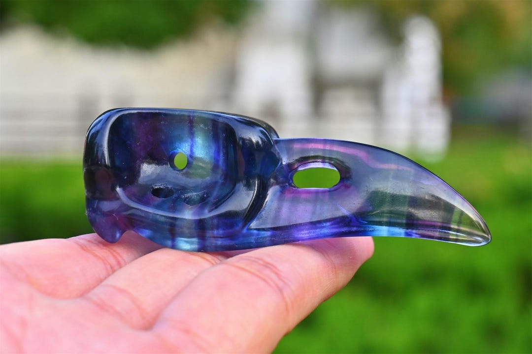 2 Inches Natural Fluorite Raven Skull,hand Carved,reiki Healing,quartz ...