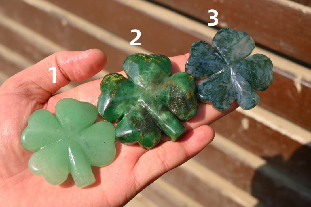 2 Inches Natural Quartz Four Leaf Clover,hand Carved,reiki Healing ...