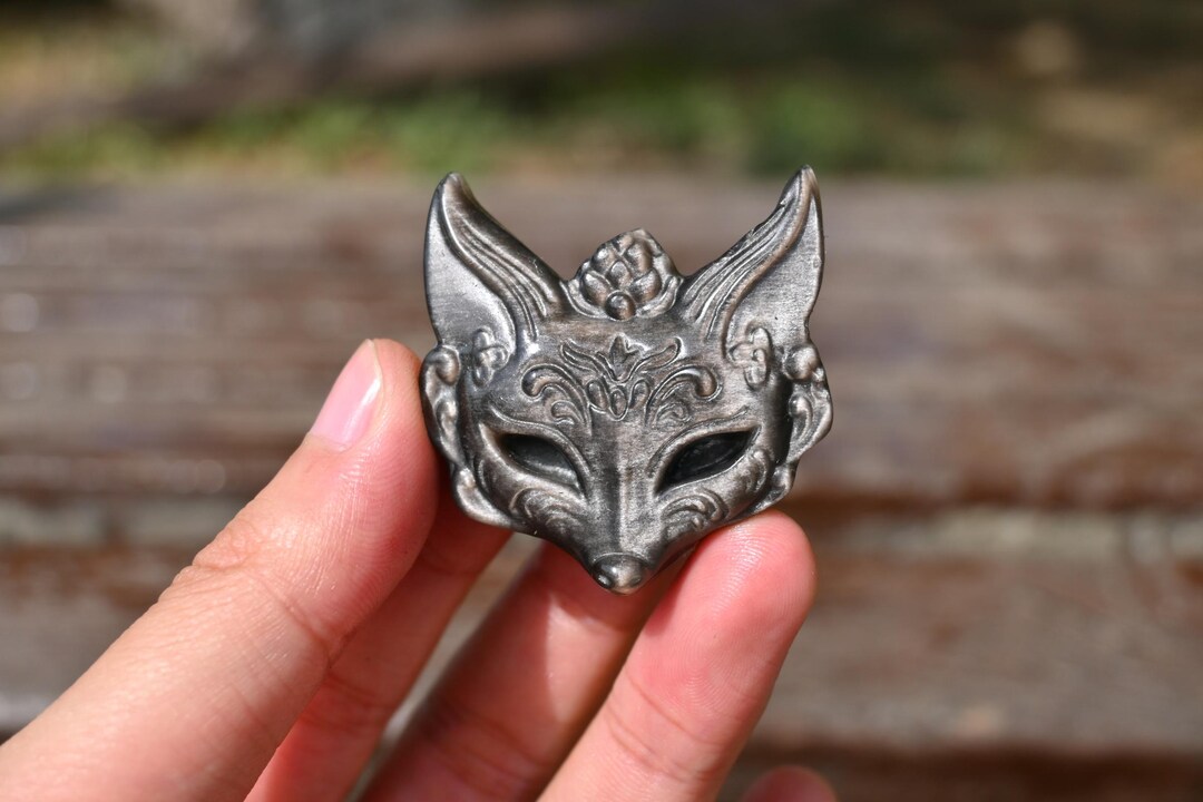 1.5 Inches Natural Silver Obsidian Fox Mask,crystal Fox,crystal Skull ...