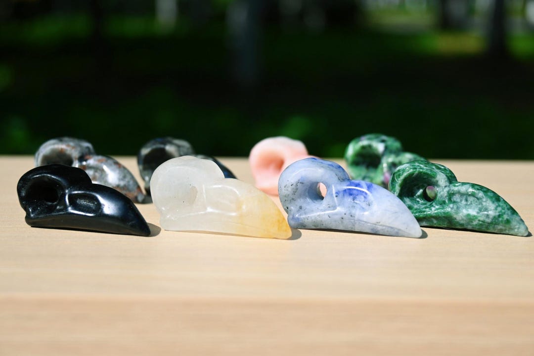 1.6" Natural Quartz Raven Skull Statue,hand Carved,reiki Healing,quartz ...