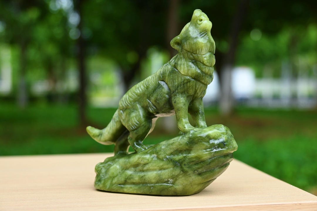 3.4" Natural Green Jade Wolf Carved,reiki Healing,wolf Carved,quartz ...