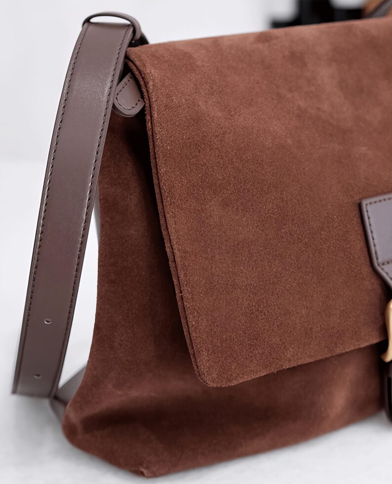 Suede Leather Shoulder Bag, Minimalist Leather Bag, Suede Tote Bags - Etsy