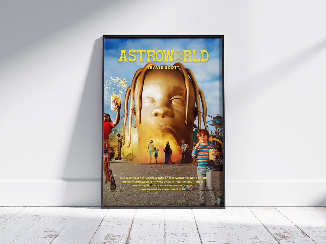 Travis Scott Cover Poster, Astroworld Album Wall Print, Tracklist ...