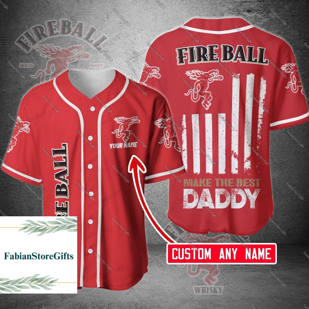 Fireball Shirt, Fireball Baseball Jersey, Fireball Gift, Custom Whisky ...