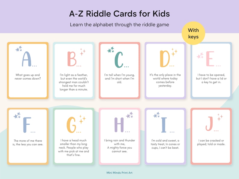 Printable Riddle Cards for Kids Alphabet Flashcards Alphabet Printable ...