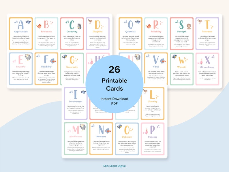 Alphabet Flashcards Affirmations Cards Printable Affirmation Cards Pre ...