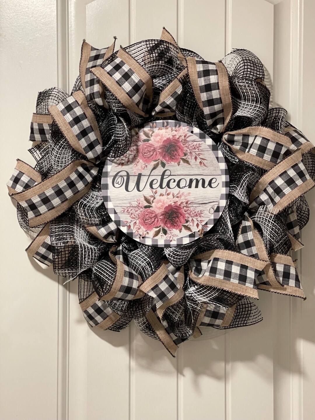 Buffalo Plaid Welcome Wreath - Etsy