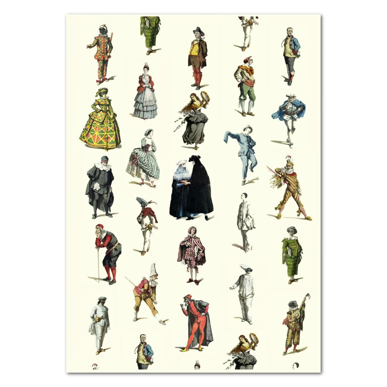 Commedia Dell'arte, Dramatic Characters, Digital Images, Instant ...