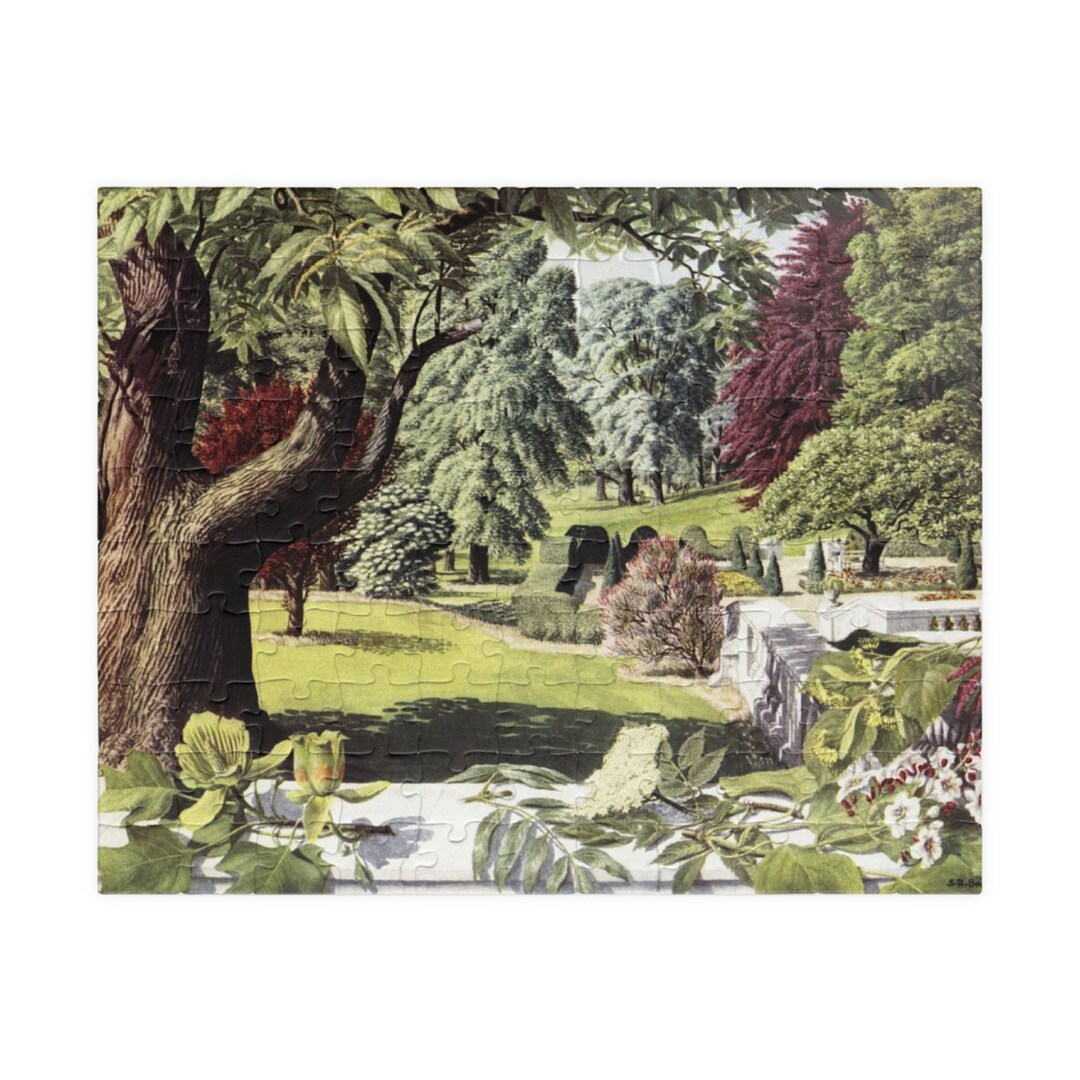July Trees Puzzle, Vintage Garden Landscape, Fun Family Activity ...