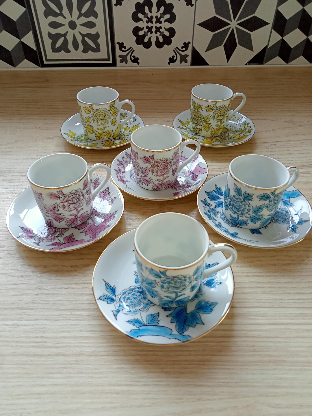 Vintage Japanese Coffee Set, 6 Espresso Cups and 6 Saucers. High ...