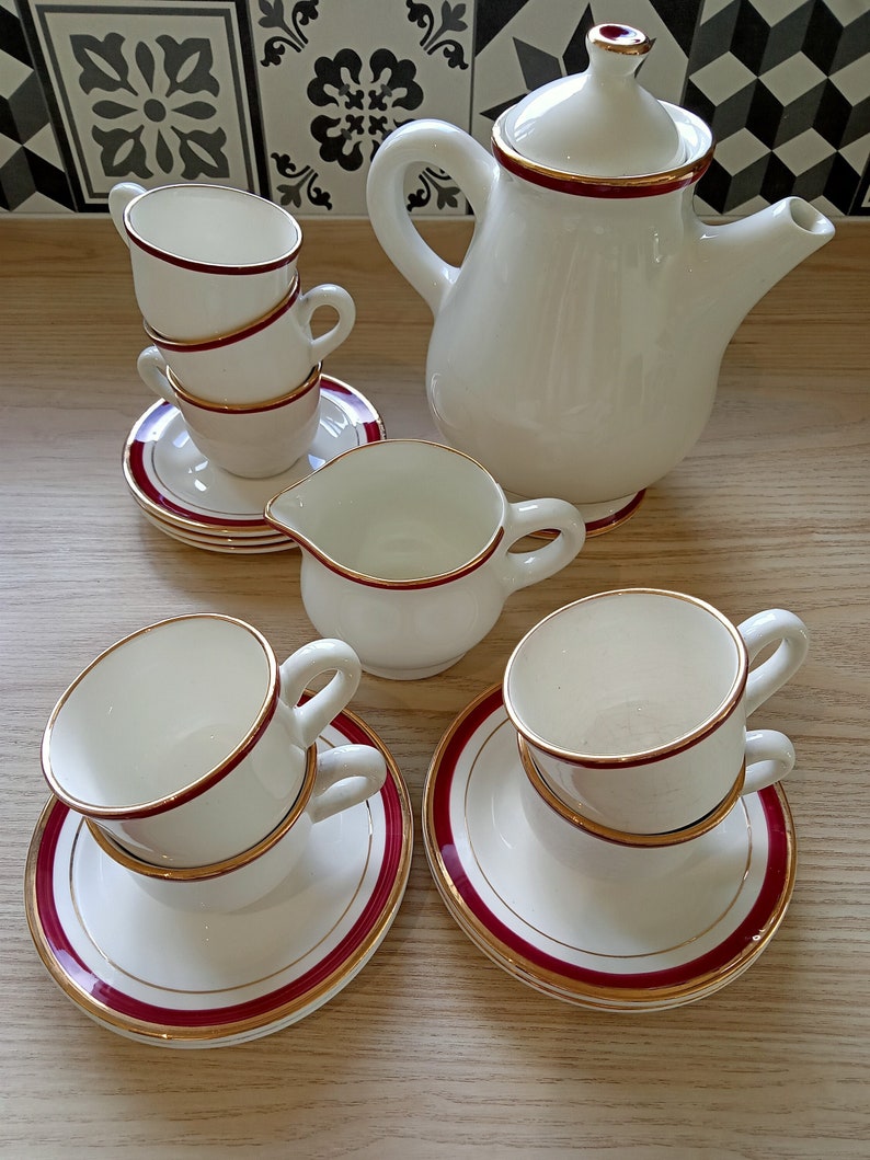 Coffee Service, Maxim's De Paris Porcelain, 7 Cups With Saucers, Coffee ...