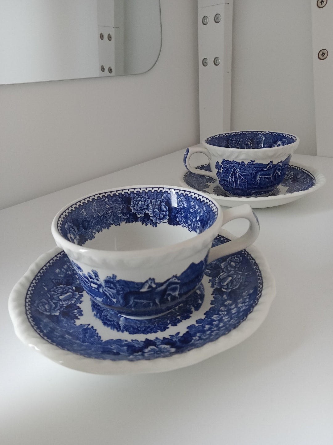 Two Adams English Ironstone english Scenic Coffee or Tea Cups and 2 ...