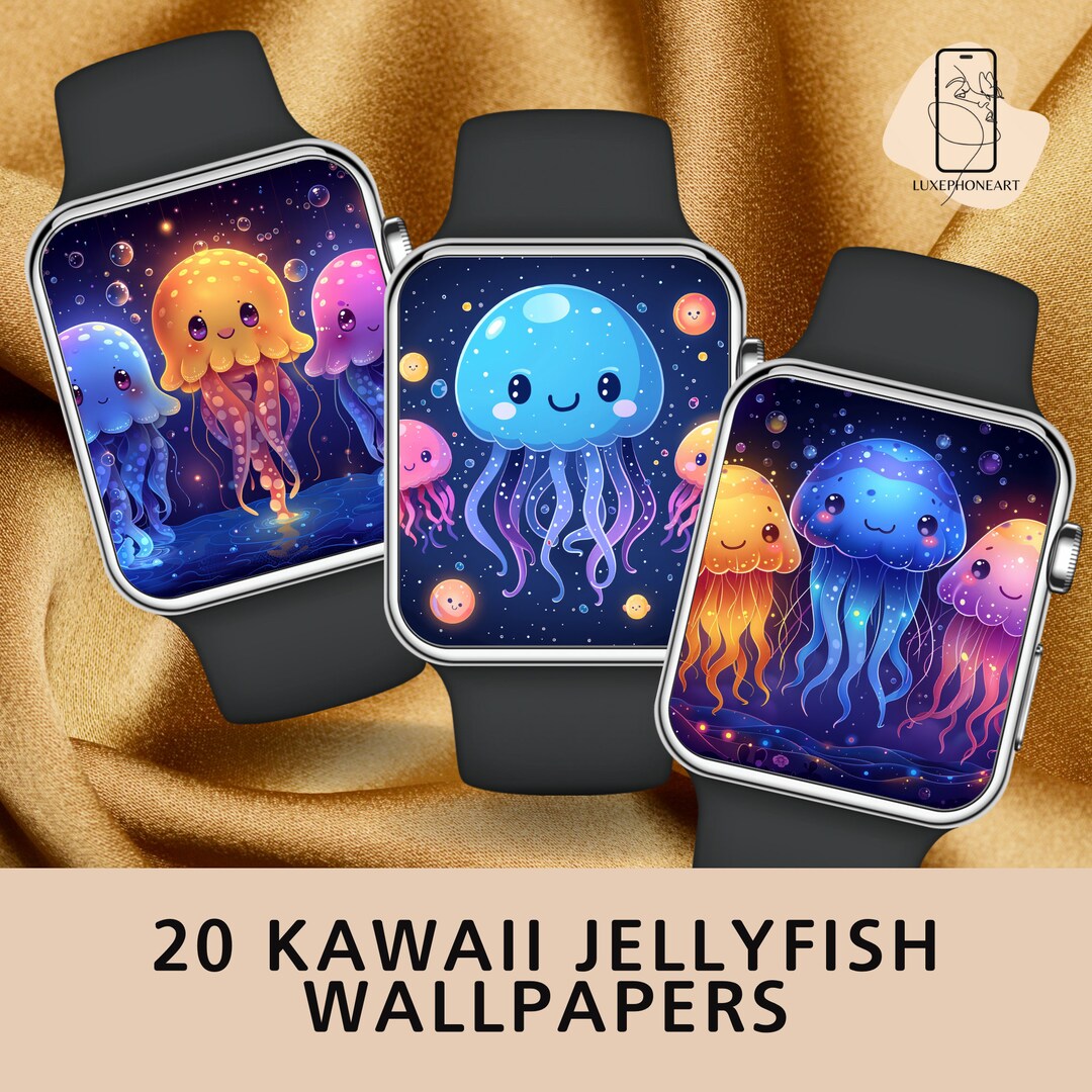 Pack of 20 Kawaii Jellyfish Wallpapers for Kids, Screensaver Wallpaper ...