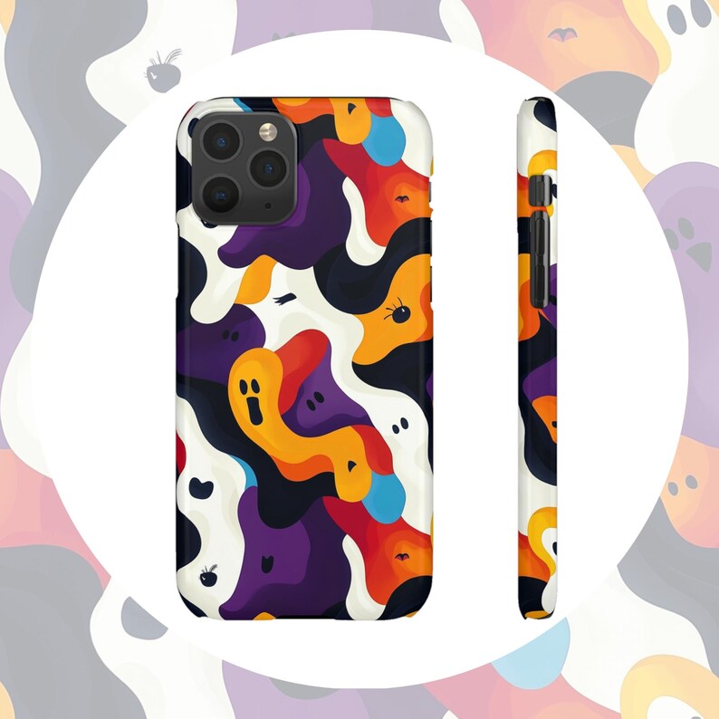 Single of Retro Halloween Printable Paper, Wallpaper With Cute Ghost ...