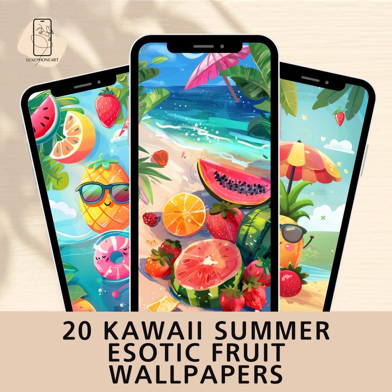 Pack of 20 Summer Esotic Fruit Wallpapers, Screensaver Wallpaper, Cute ...