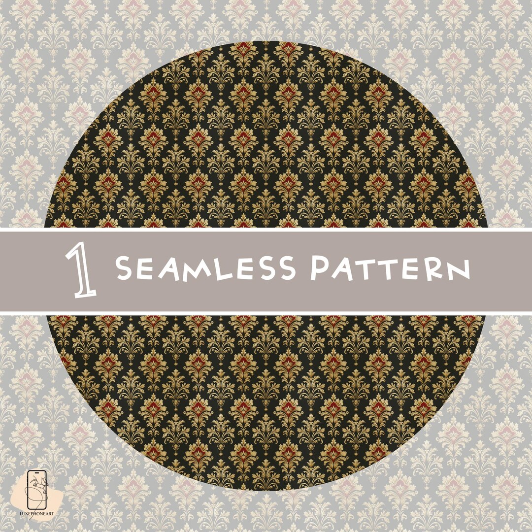 Single of Vintage Damask Printable Paper, Digital Paper for ...