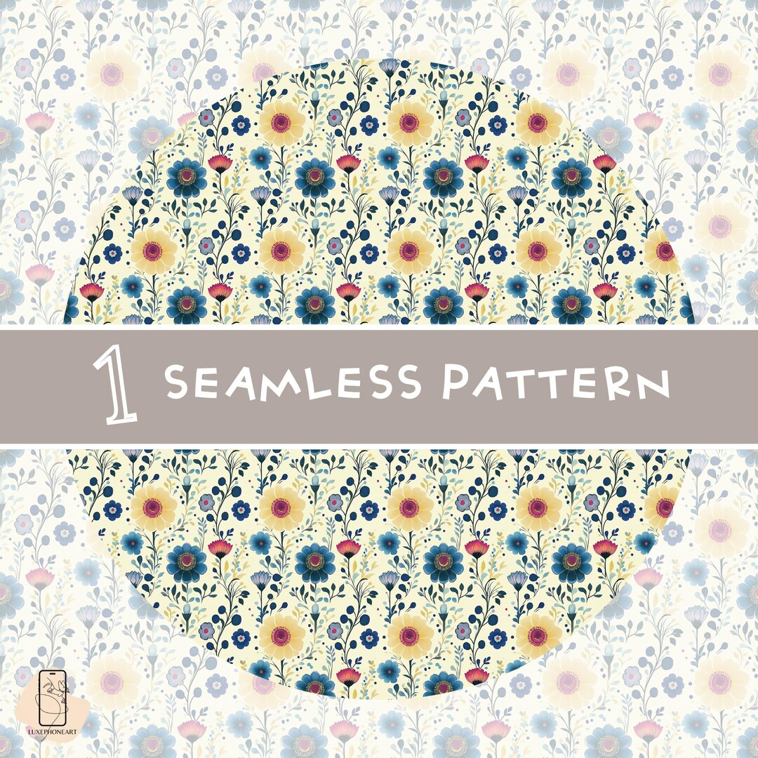 Single of Boho Flower Printable Paper, Botanical Digital Paper for ...