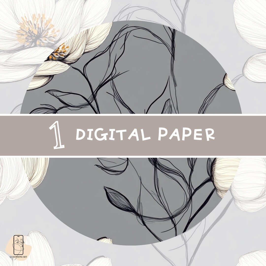 Single of Modern Floral Printable Paper, Digital Paper for Personalized ...