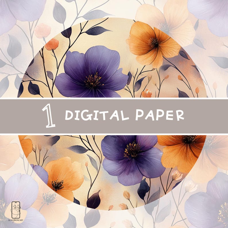Single of Vintage Floral Printable Paper, Digital Paper for ...