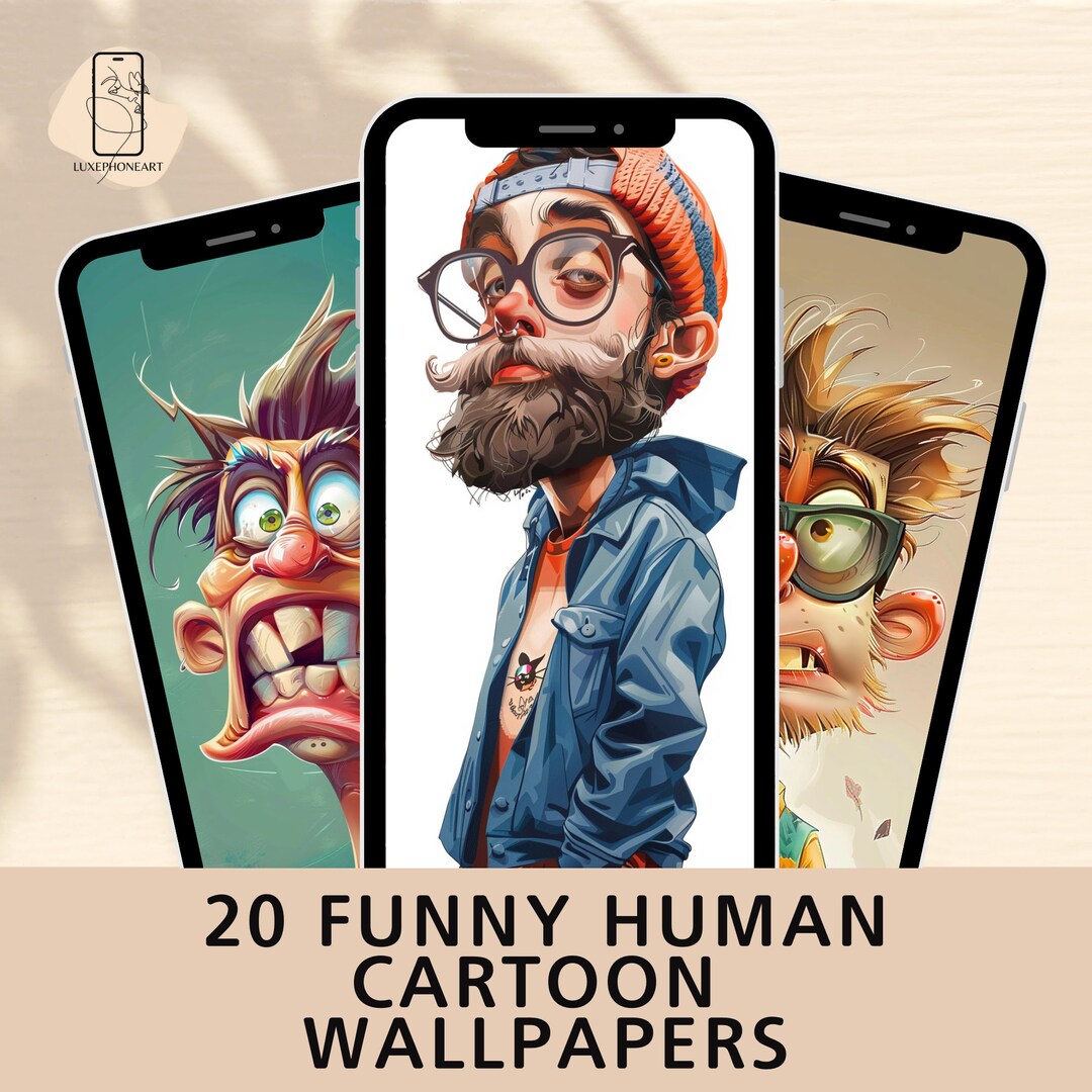 Pack of 20 Funny Human Cartoon Wallpapers, Screensaver Wallpaper, Cute ...