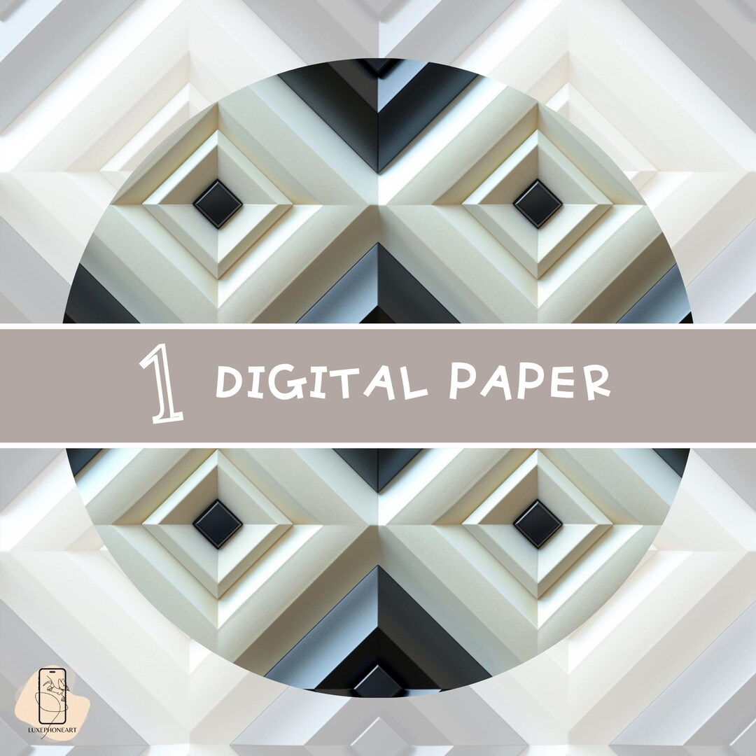 Single of 3D Design Abstract Black and White Printable Paper, Digital ...