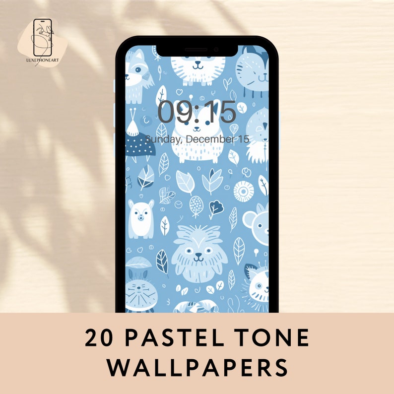 Pack of 20 Cat Pastel Tone Wallpaper, Blue Kawaii Wallpaper ...