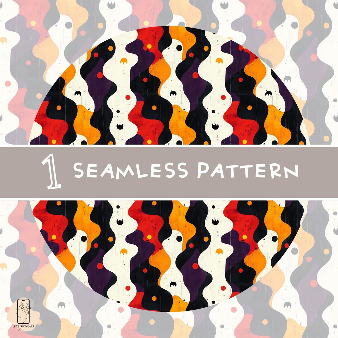 Single of Retro Halloween Printable Paper, Curved Line Background With ...