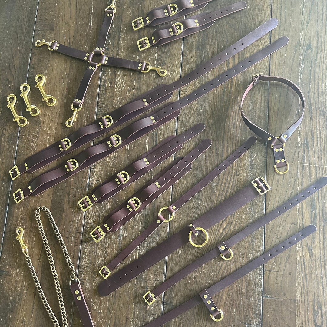 Leather Bongage Set RM Williams Leather & Solid Brass Hardware - Etsy