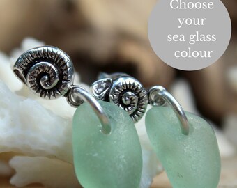 Sea Glass Stud Earrings - Etsy