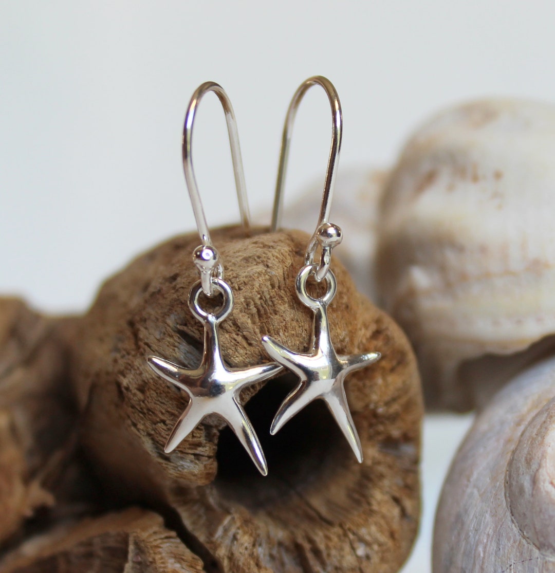 Starfish Earrings Sterling Silver, Beachy Earrings, Starfish Dangle ...