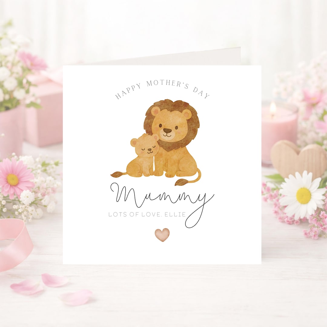 Mummy Lion & Lion Cub | Mothers Day Card - Etsy UK