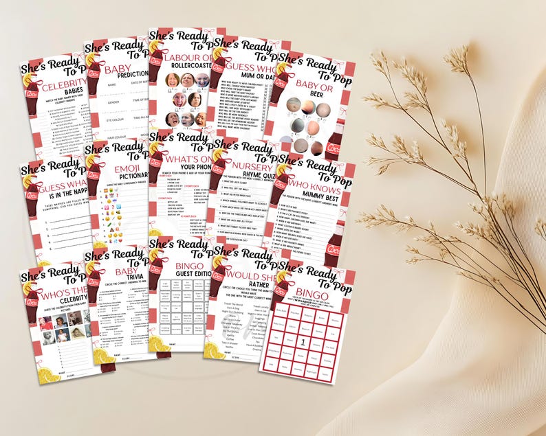 She is Ready to Pop Baby Shower | Nursery Rhyme Game Cards | Instant ...