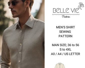 Men's Linen Shirt Pattern, Shirt Pattern for Men, Button up Shirt ...