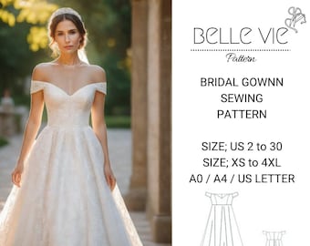Heart Neck off Shoulder Cocktail Dress Pattern, Bridal Gown Sewing Pattern, Fairy Dress Pattern ...