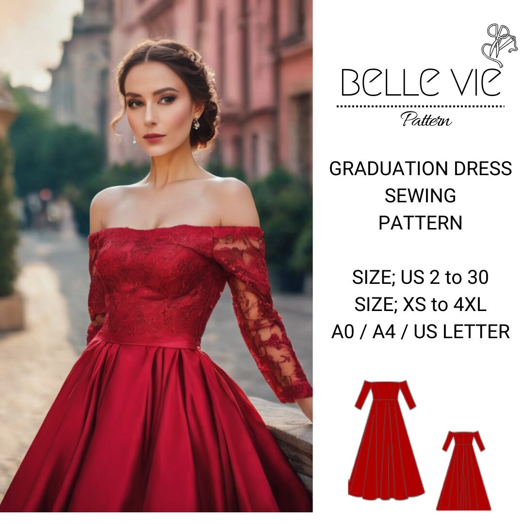 Graduation Dress Sewing Pattern, Maxi Dress, A0-a4-letter Sizes; US 2 ...