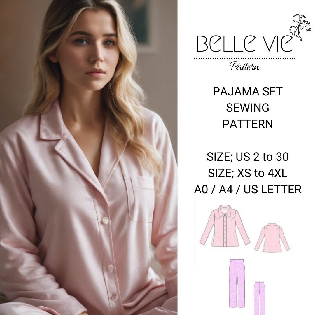 Sewing Pattern Pajama Set,women Pajamas Pattern,two Pieces Pajama Sewing Pattern,pyjama ...