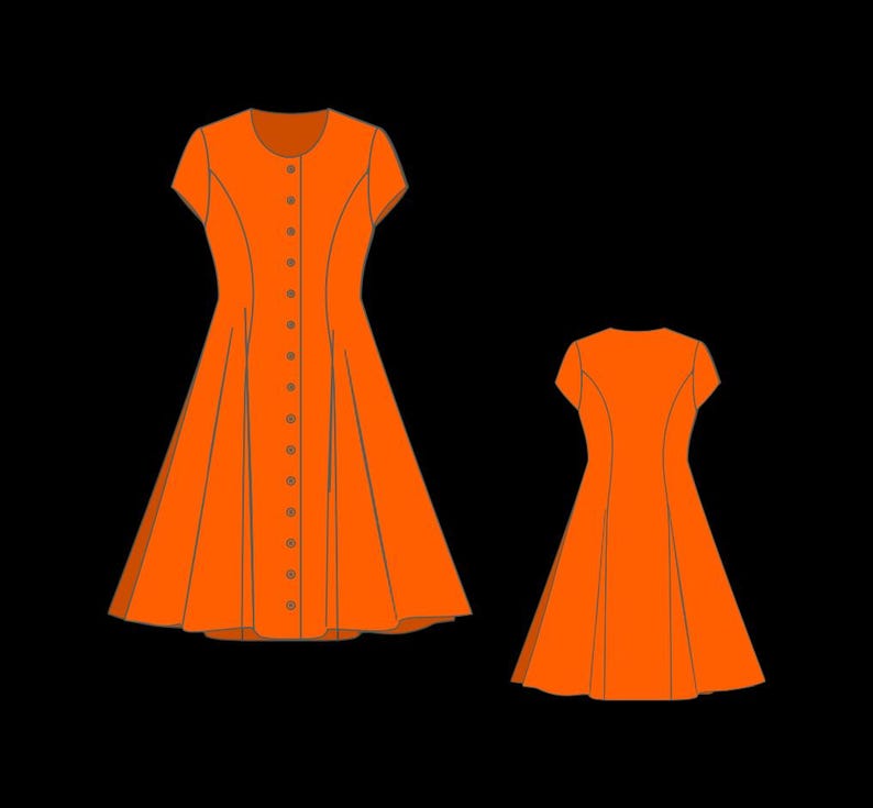 Button Down Flared Dress Sewing Pattern: XS-4XL(PDF Pattern) - Etsy