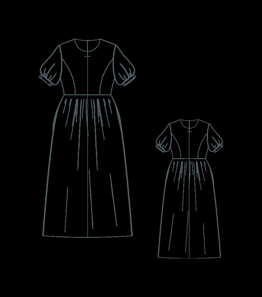 Linen Midi Summer Dress Sewing Pattern, Gathered Dress, Puff Sleeve ...