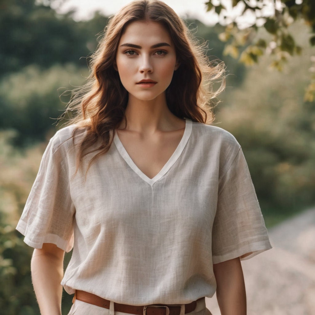 Linen Blouse Sewing Pattern,vintage Blouse,short Sleeve Blouse Top,v ...