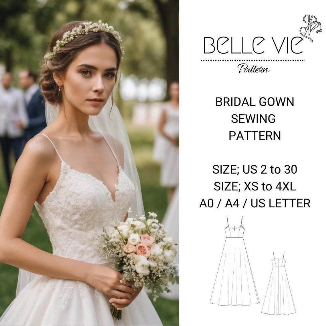 Strappy Sweetheart Bridal Dress Sewing Pattern (XS-4XL)(PDF) - Etsy