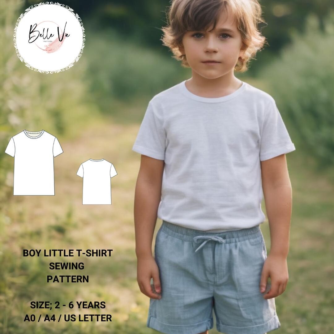 Linen T-shirt Sewing Pattern for Little Boy (A4-A0-US Letter)(age 2-6 ...