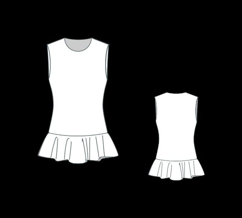 Peplum Ruffle Top & Mini Skirt Sewing Pattern: Knitwear (XS-4XL)(PDF ...