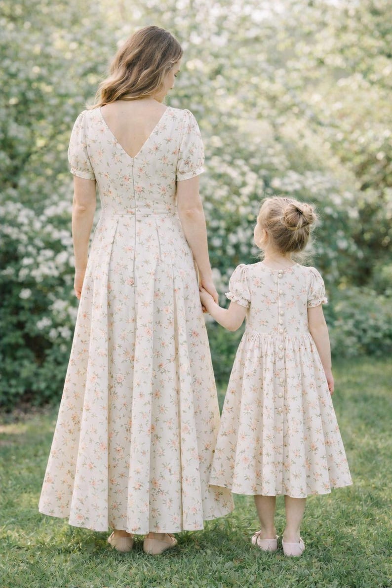 Puff Sleeve Mother Daughter Dress Sewing Pattern, XS-4XL (digital ...