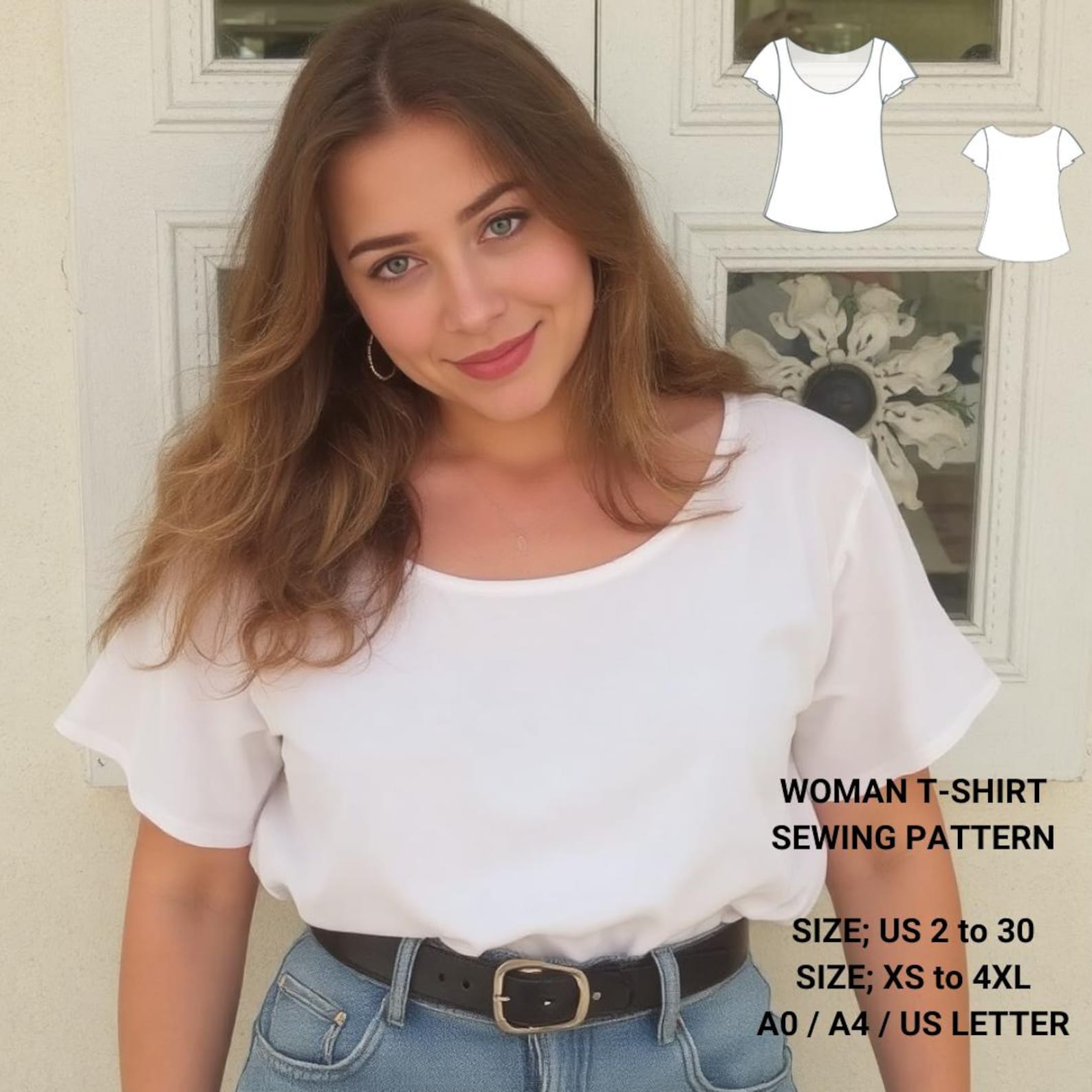 Simple T-shirt Sewing Pattern, Short Sleeve Relaxed Fit Top T-shirt ...