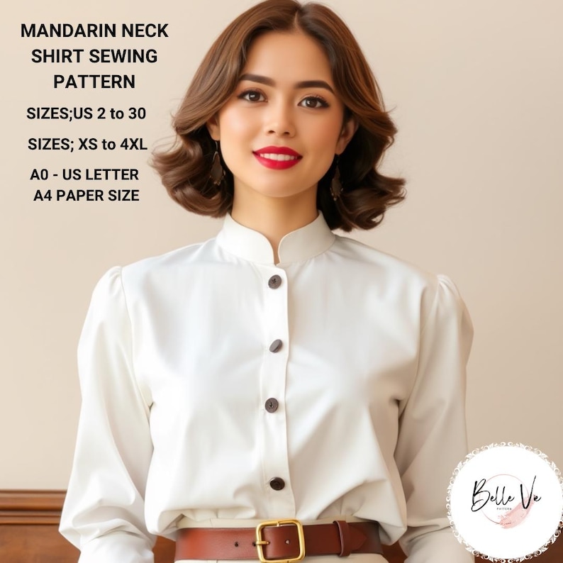 Mandarin Neck Blouse Sewing Pattern: Vintage Cheongsam Style(digital ...